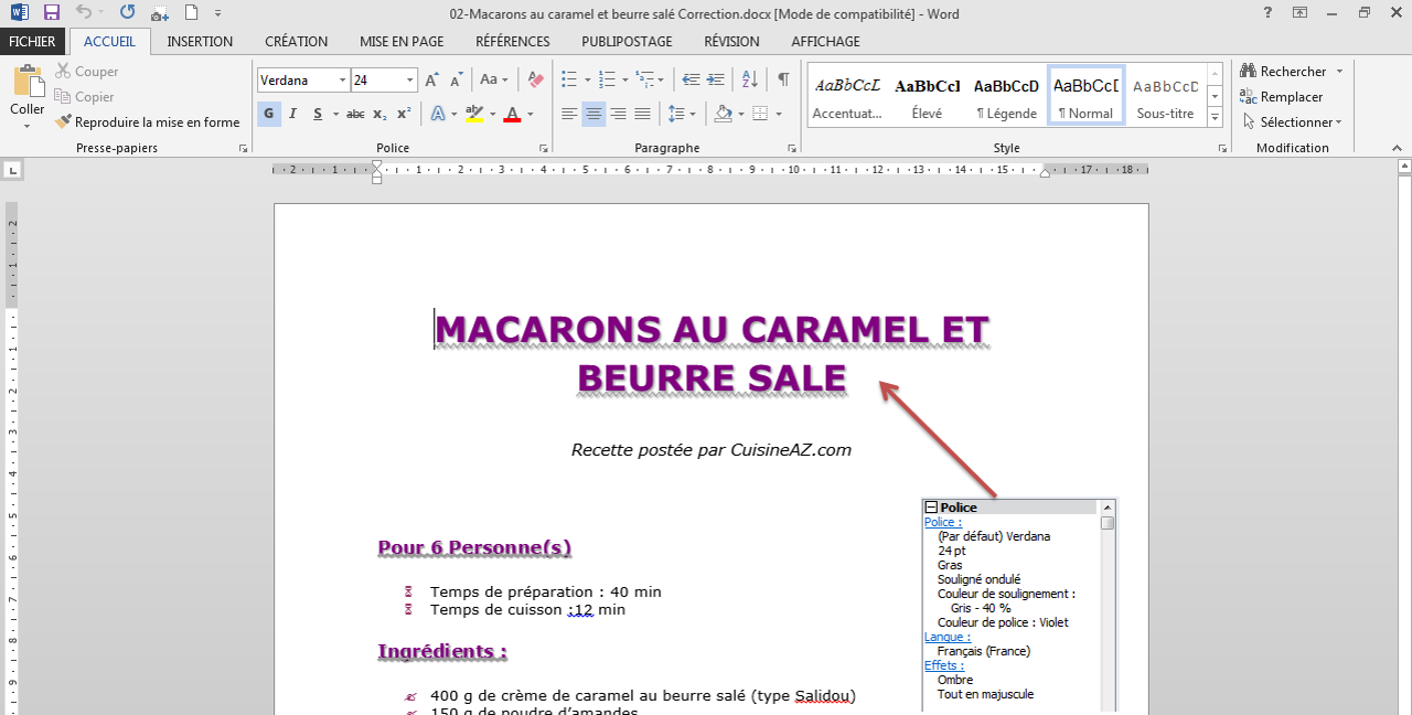 Initiation WORD. Module 3 : La mise en forme d un document